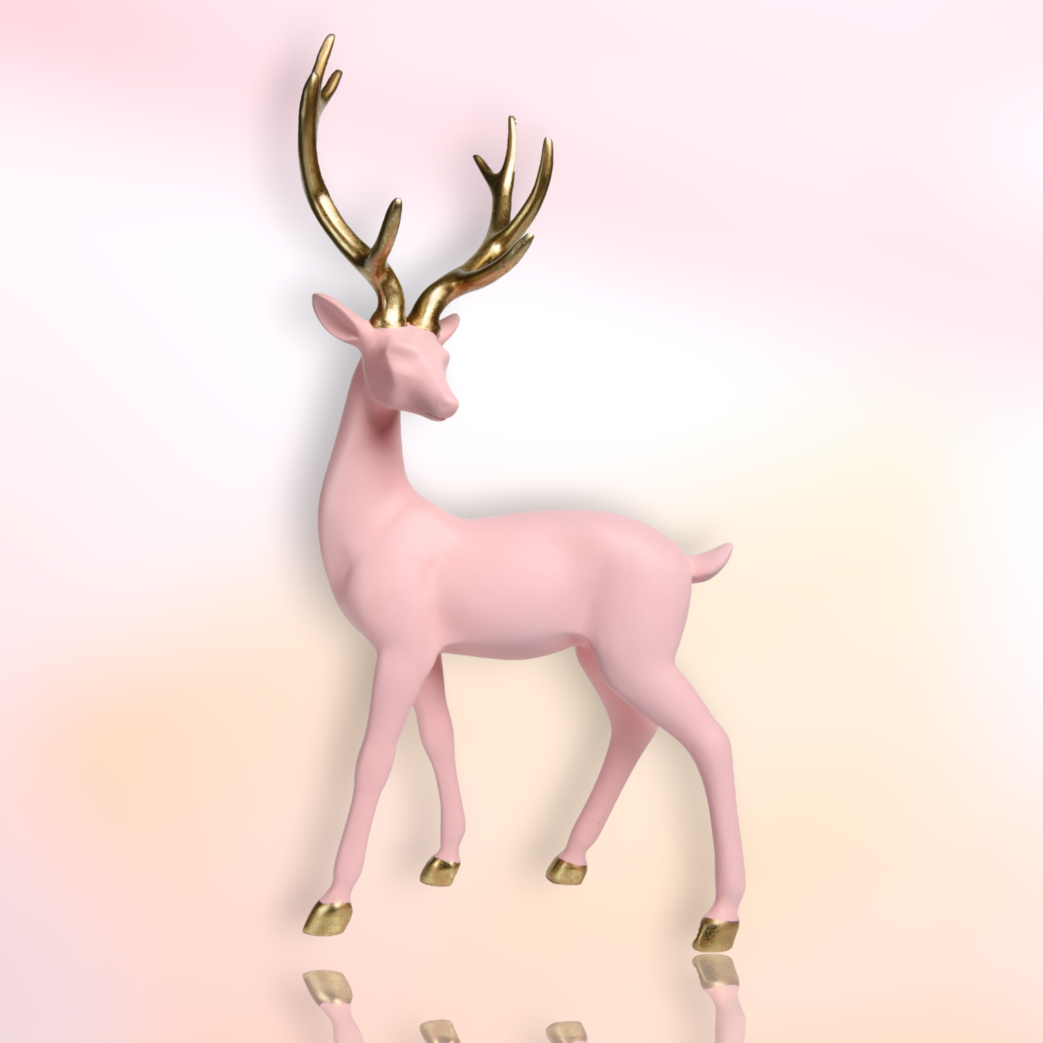 DecemberDiamonds: Light Pink Deer w/Gold Antlers - IN STOCK