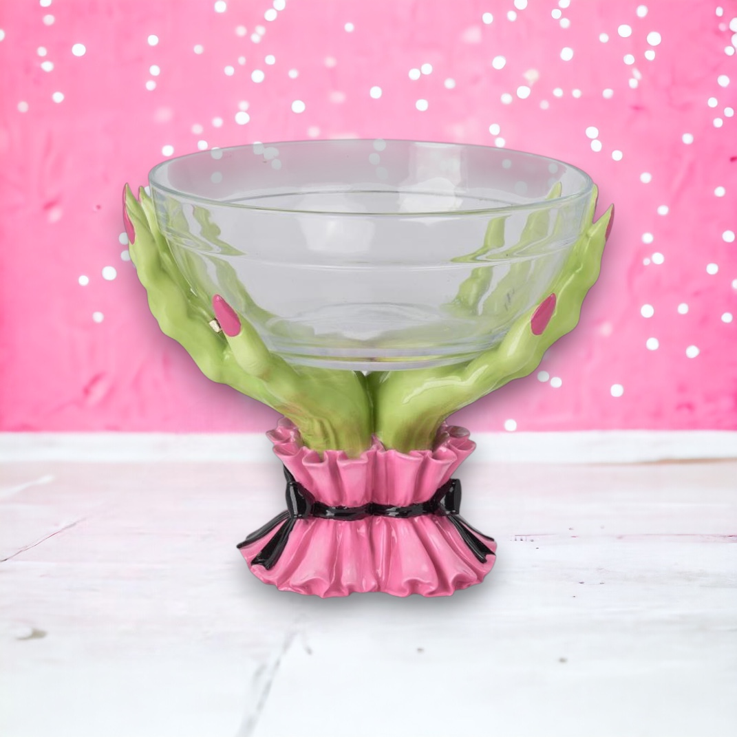 DecemberDiamonds: 10in Green Witch Hand Candy Bowl Min/1