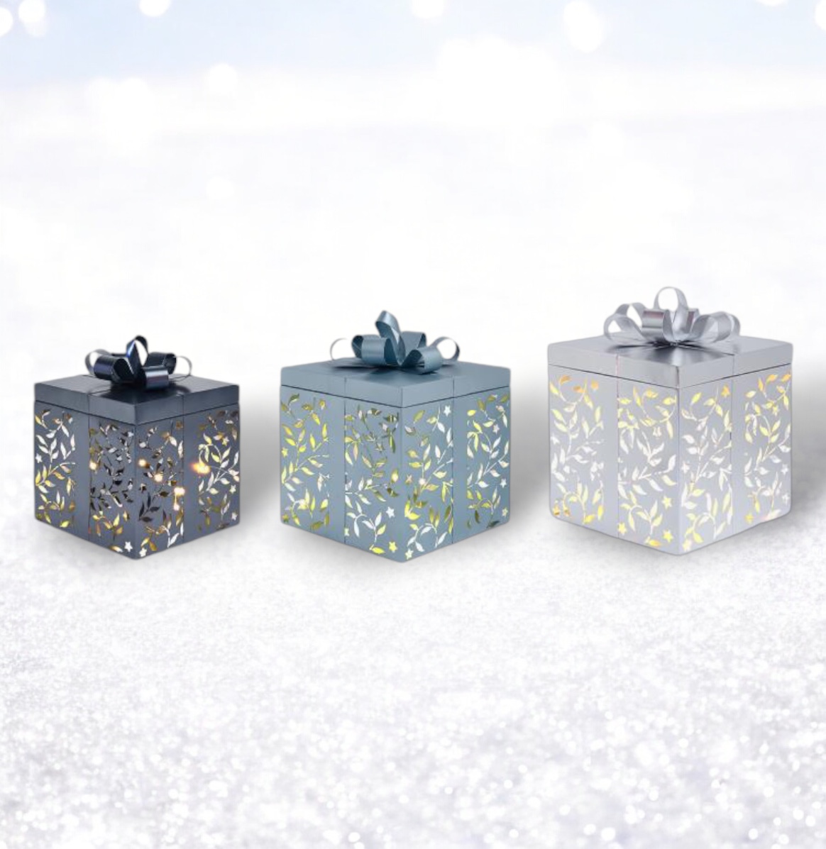 DecemberDiamonds: Set/3 LED 13.5in Gift Boxes Min/1