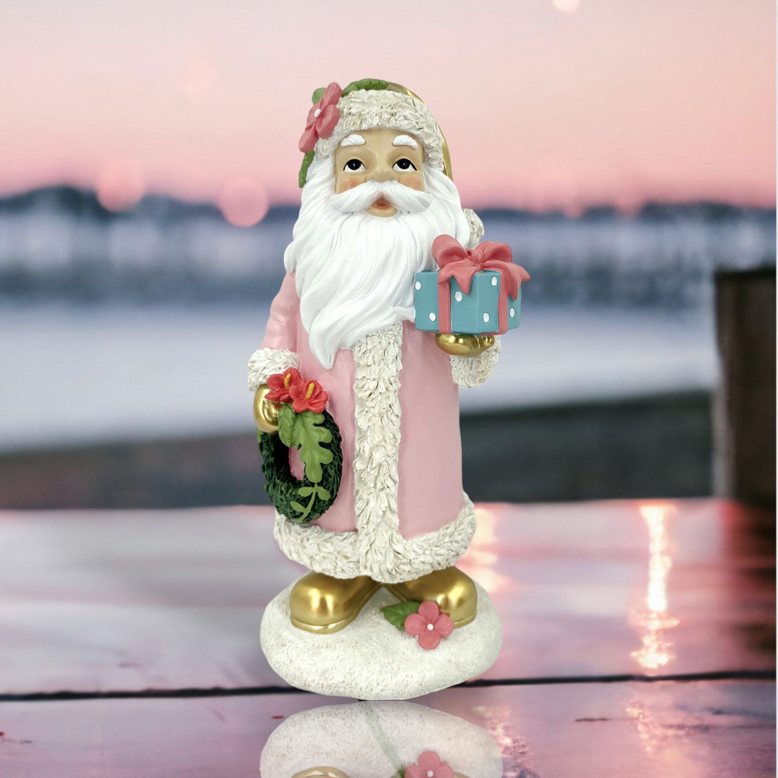DecemberDiamonds: Pink Santa w/Wreath